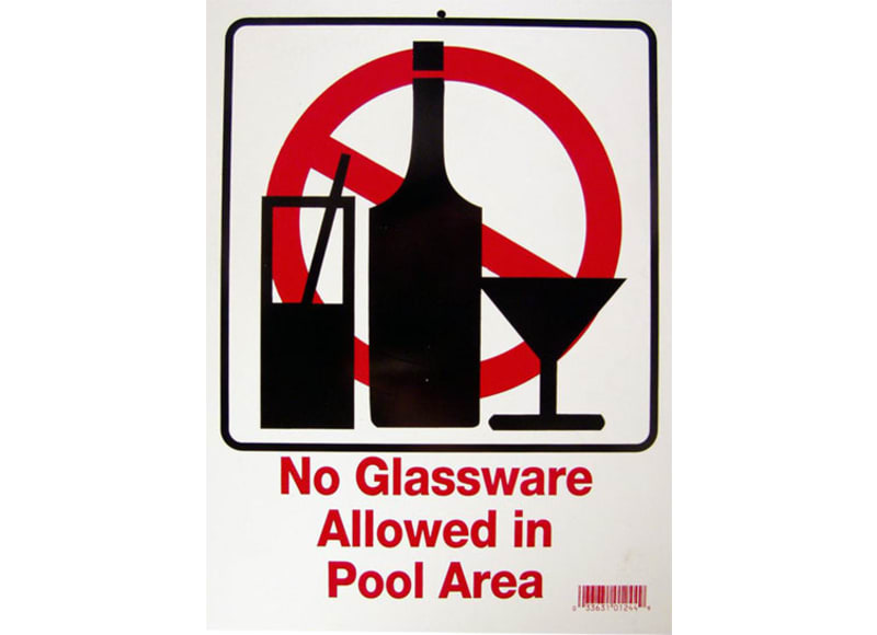 9"x12" No Glassware Allowed Sign