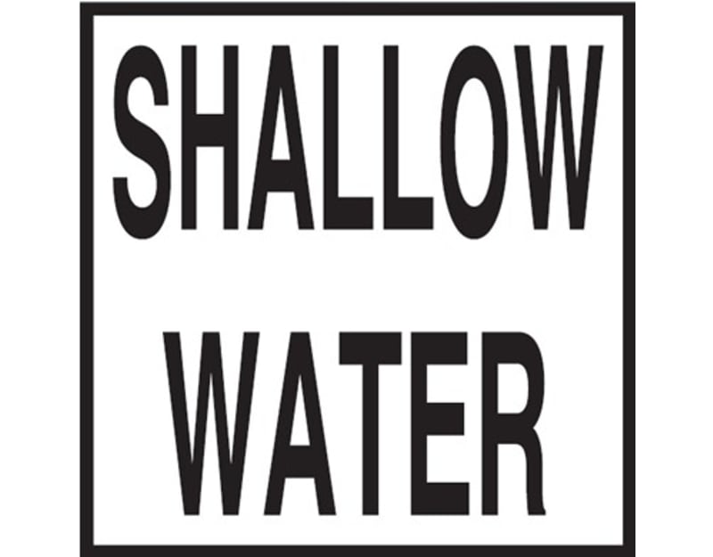SHALLOW WATER 6x6 Tile, 2" Letters, Non-Skid (Deck), Depth Marker