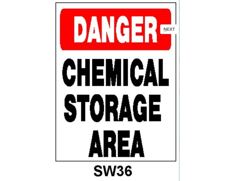 18" x 36" Danger Chemical Storage Area Sign