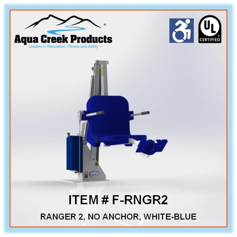 Ranger 2 Pool Lift, No Anchor, White with Blue Seat, F-RNGR2
