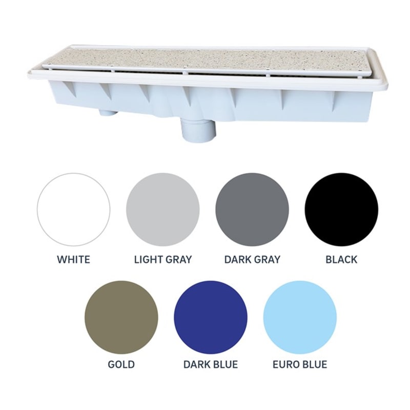 Light Gray AVSC Single Suction Pebble Top Channel Drain