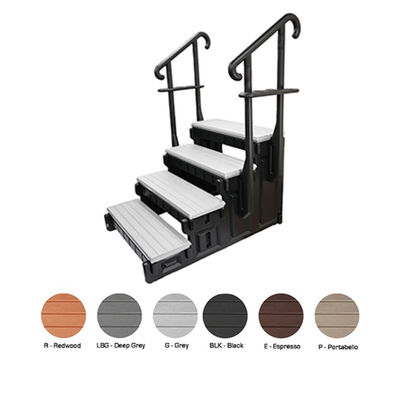 36" Deep Gray 4 Tread Signature Spa Step With Black Frame