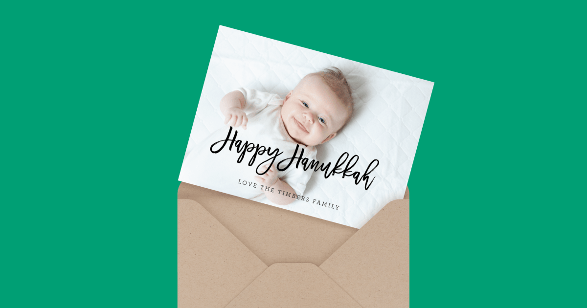 Happy Hanukkah Brushy Script Holiday Photo Card | Postable | Postable
