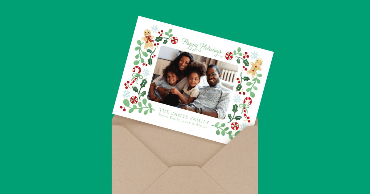 Sweet Holiday Candy Frame Holiday Photo Card | Postable | Postable