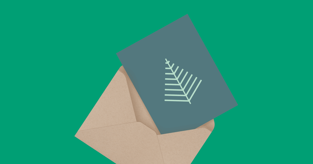 Mini Blue Christmas Tree Folded Christmas Card | Postable | Postable