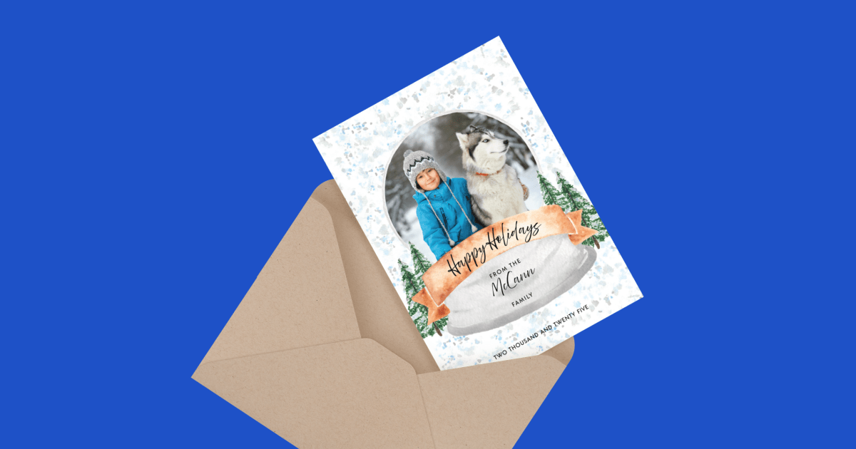 Winter Scene Snow Globe Holiday Photo Card | Postable | Postable