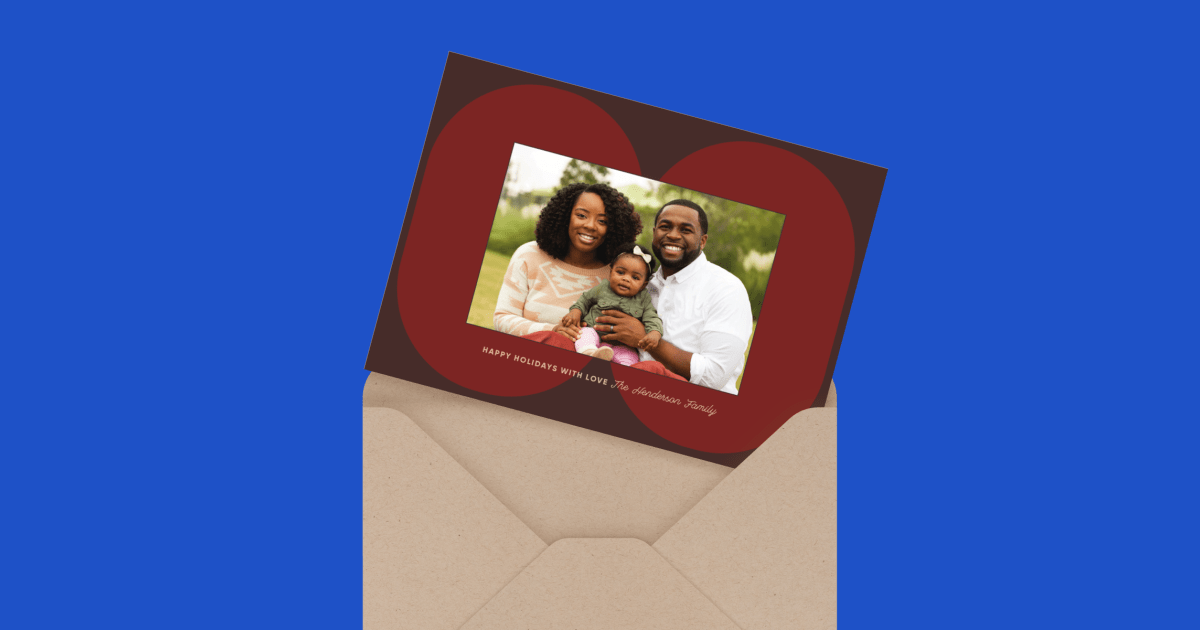 Red Geometric Holiday Photo Card | Postable | Postable