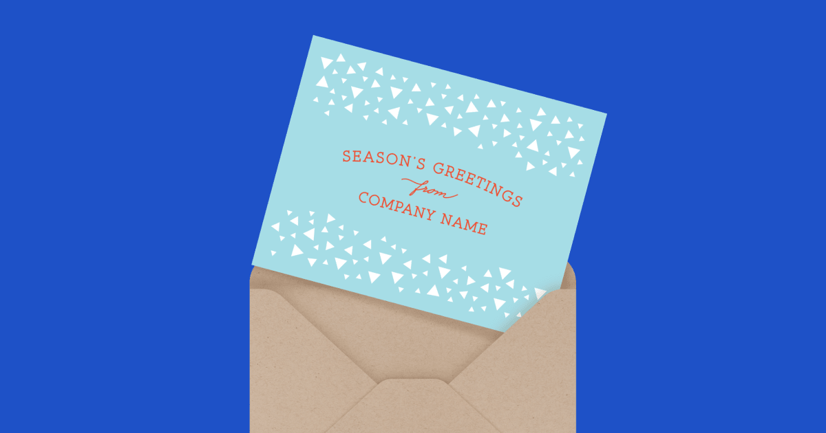Business Blue Triangle Greetings Holiday Card | Postable | Postable