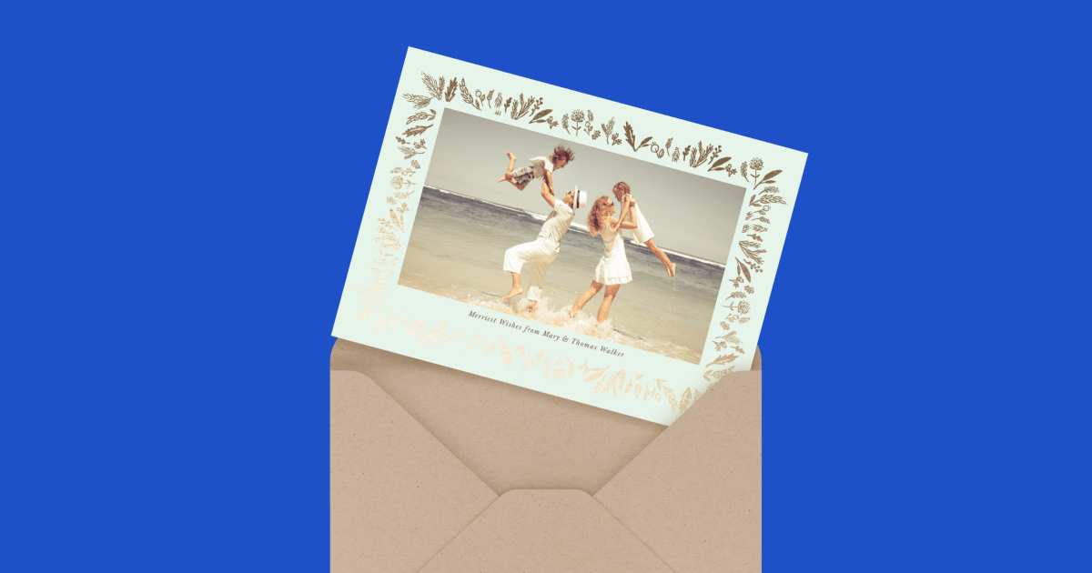 Winter Botanical Frame Christmas Photo Card | Postable | Postable