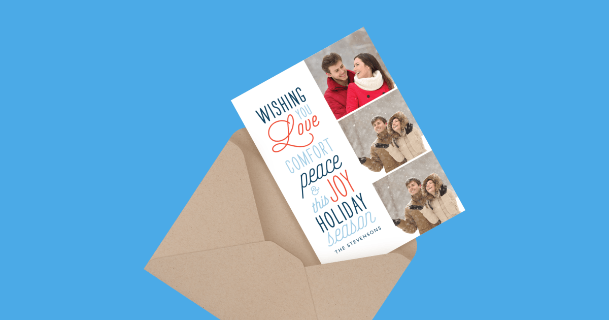 Holiday Wishes Multi Christmas Photo Card | Postable | Postable