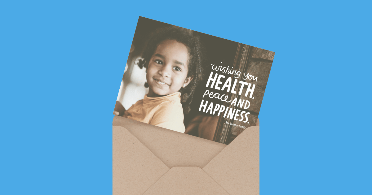 Health, Piece & Happiness Christmas Photo Card | Postable | Postable