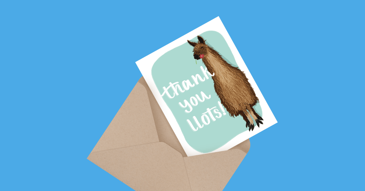 Thank You Llama by Grey Street Paper | Postable