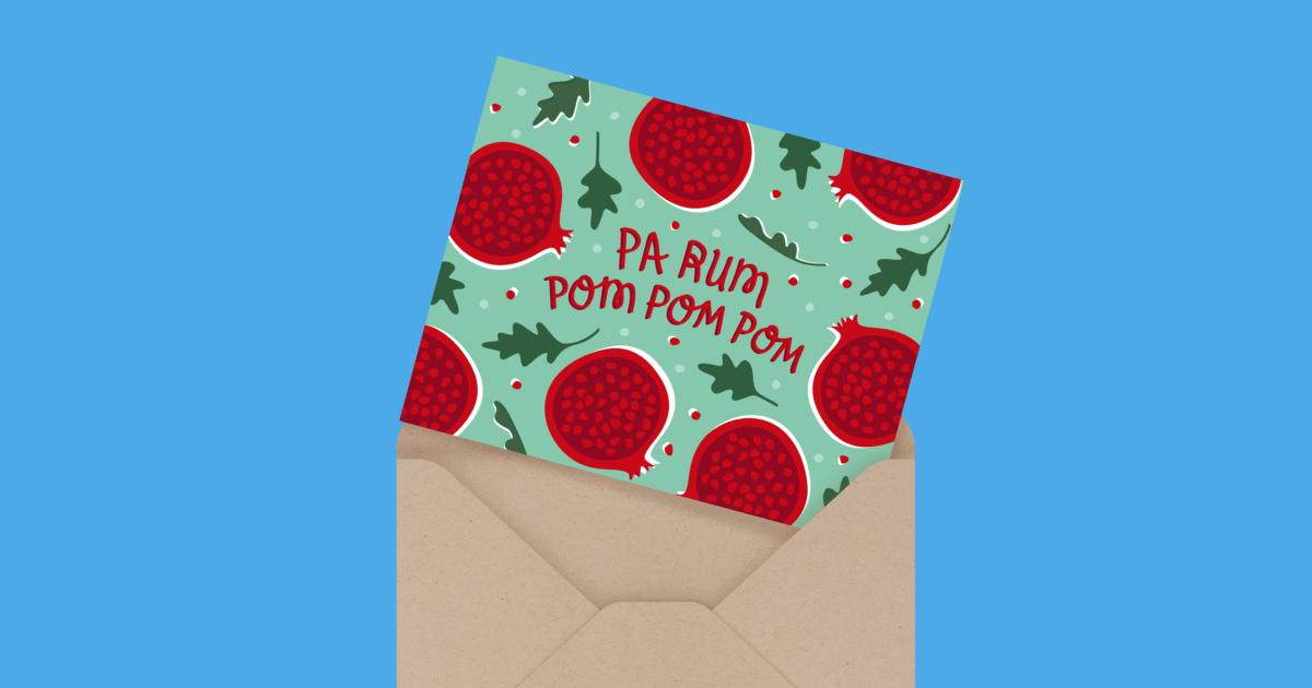Pa Rom Pom Pom Pom Folded Holiday Card | Postable | Postable