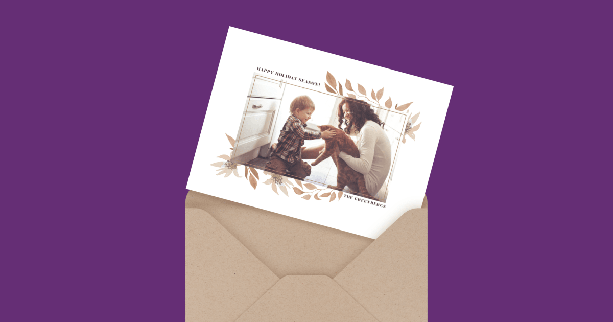 Fall Floral Christmas Photo Card | Postable | Postable