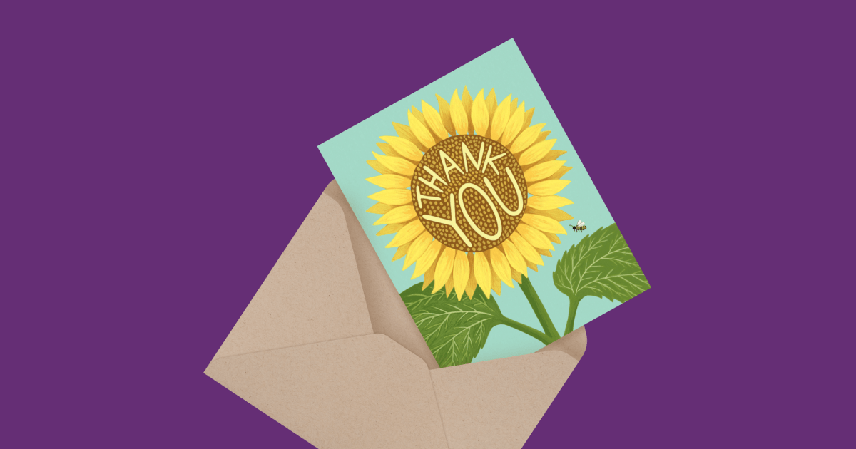 Sunflower Thanks by Yeppie Paper | Postable