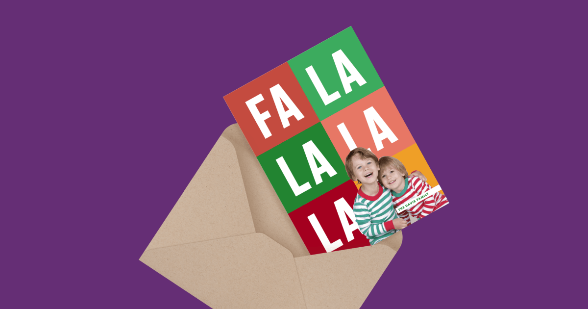Holiday Color Block Cutout Holiday Photo Card | Postable | Postable