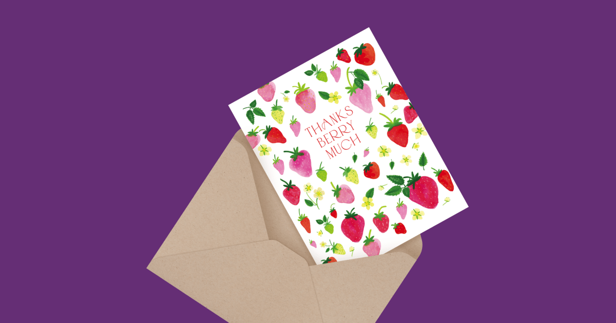Thanks Berry Much Strawberry Card | Thank You Cards | Postable