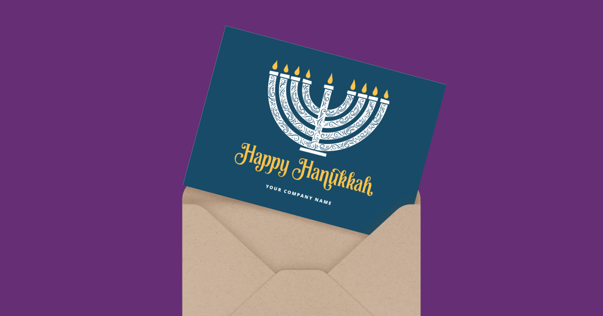 Simple Hanukkah Menorah Business Holiday Card | Postable | Postable