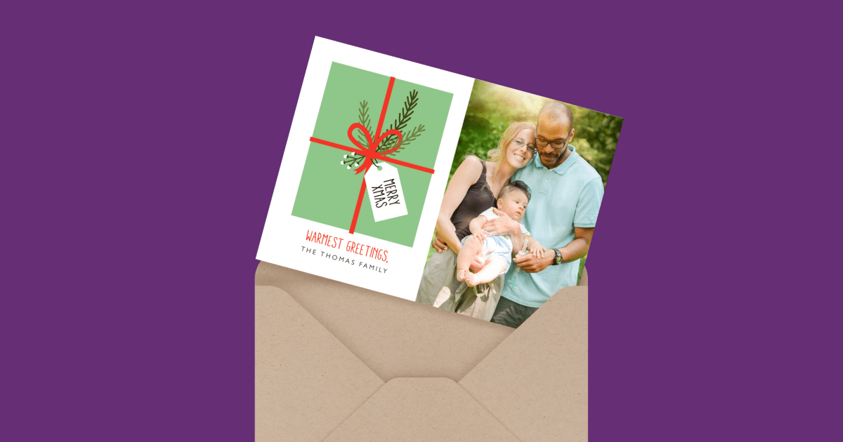 Present Gift Tag Christmas Photo Card | Postable | Postable
