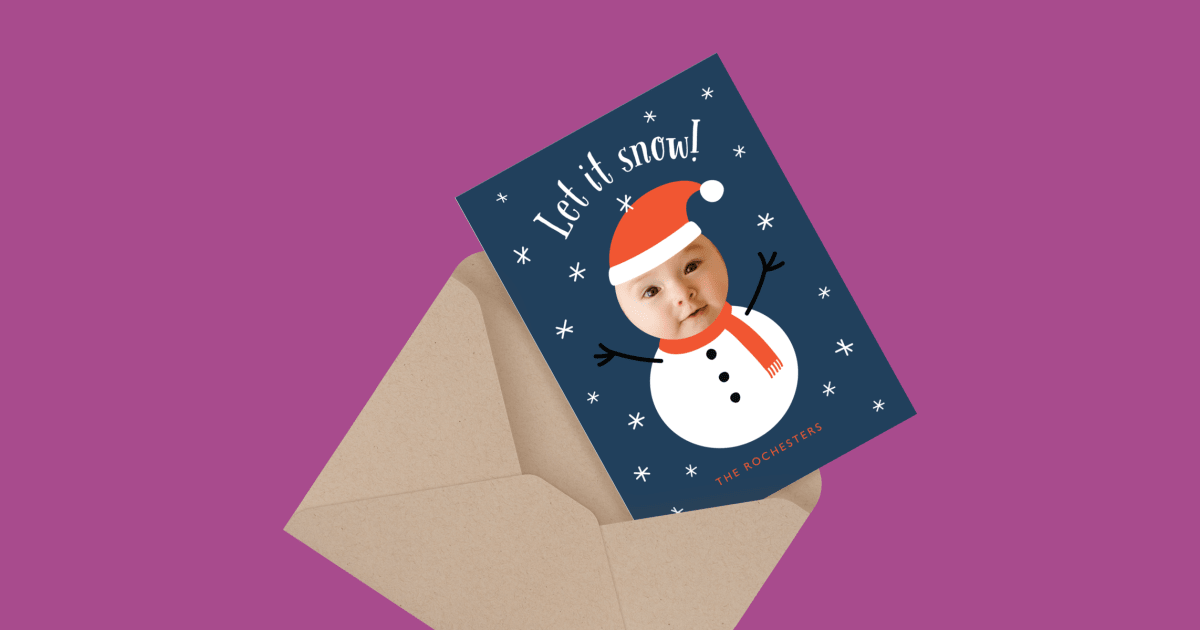 Baby Snowman Christmas Photo Card | Postable | Postable