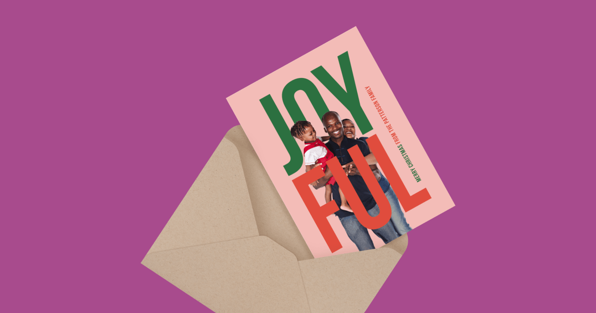 Joyful Overlapping Cutout Holiday Photo Card | Postable | Postable
