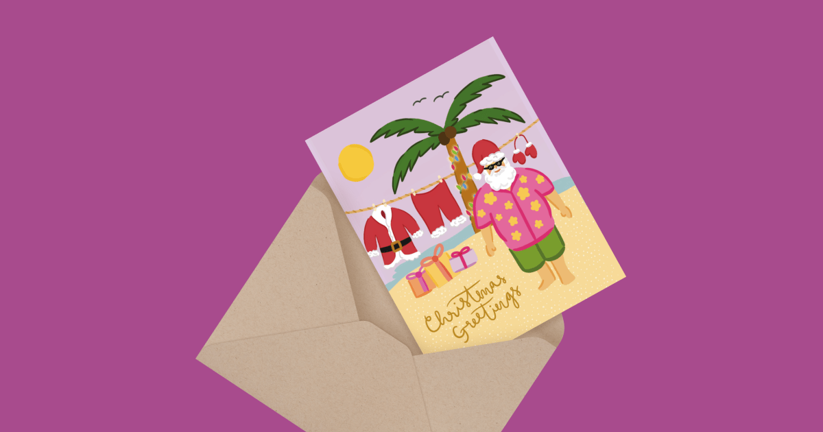 Santas Vacation Folded Christmas Card | Postable | Postable