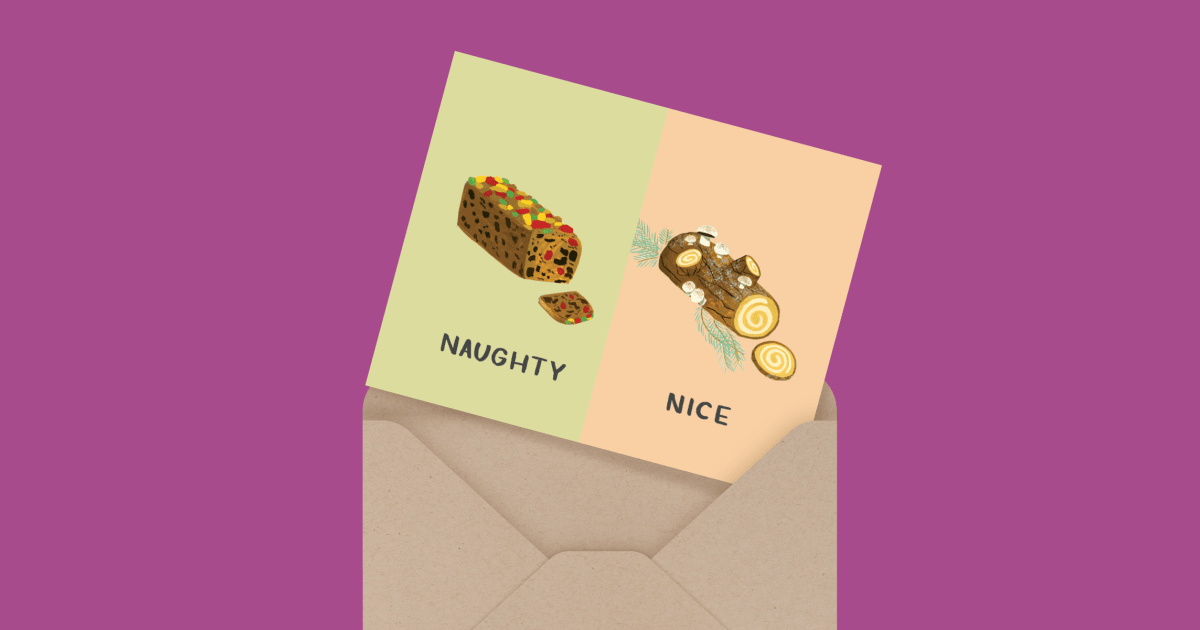 Naughty Nice Folded Christmas Card | Postable | Postable