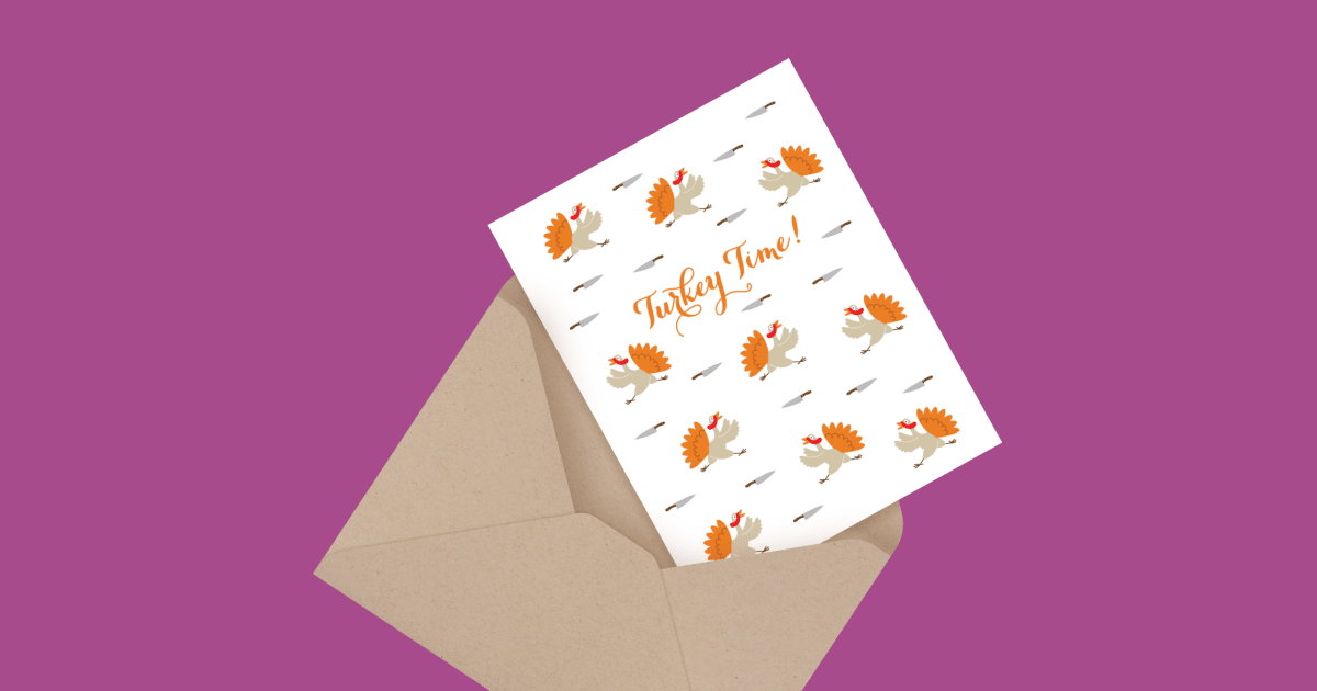 Turkey Time Thanksgiving Folded Card | Postable | Postable