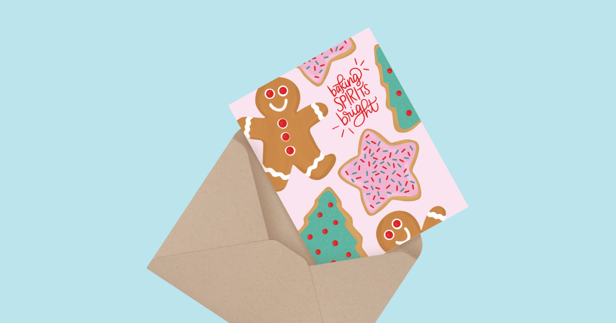 Baking Spirits Bright Folded Holiday Card | Postable | Postable