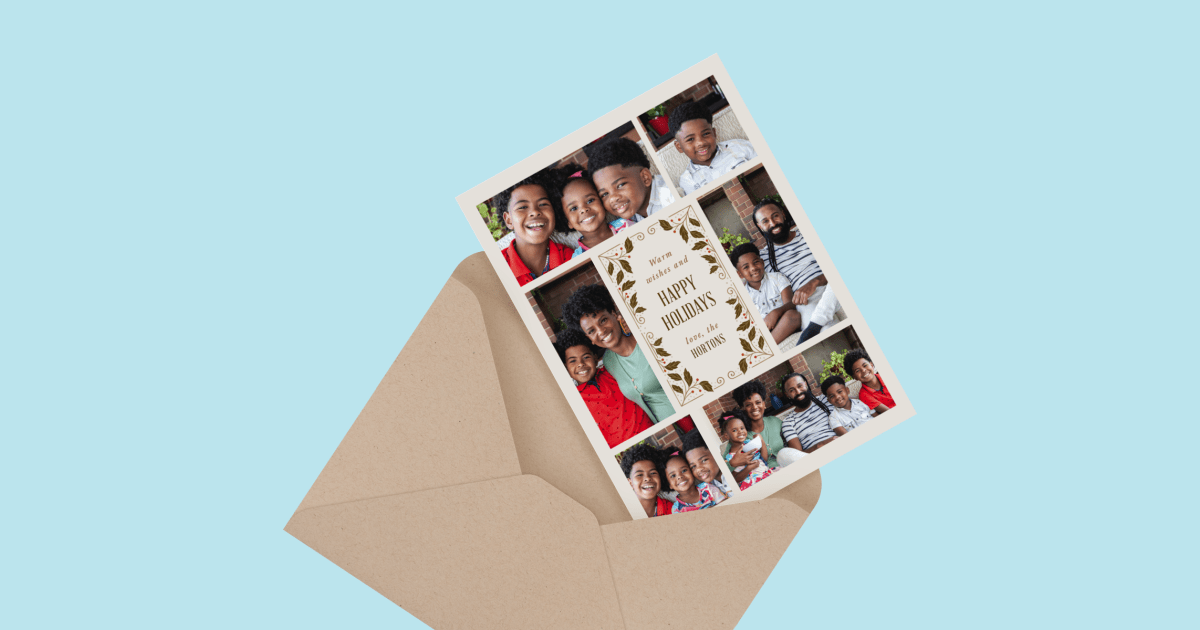 Vintage Book Collage Holiday Photo Card | Postable | Postable