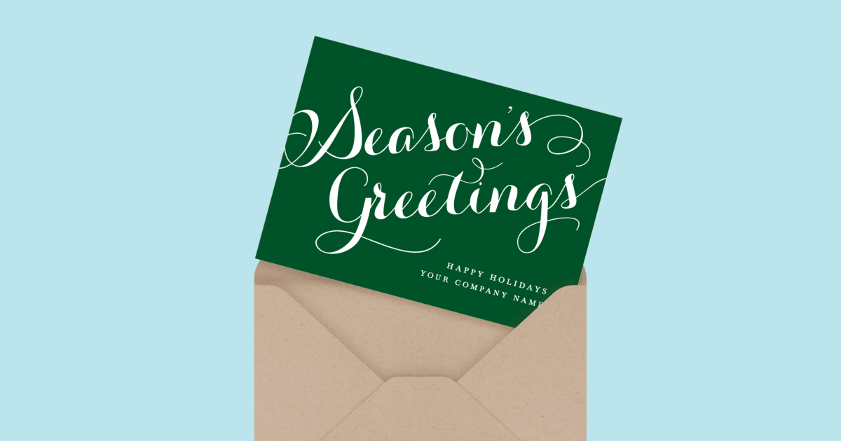 Company Season's Greetings Script Holiday Card | Postable | Postable