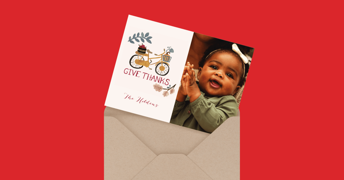 Give Thanks Festive Bike Thanksgiving Photo Card | Postable | Postable