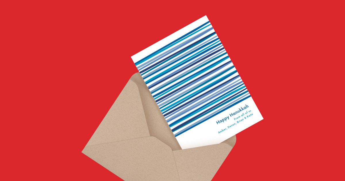 Simple Hanukkah Lines Flat Holiday Card | Postable | Postable