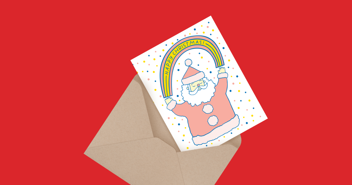 Santa Rainbow Happy Christmas Card | Postable | Postable
