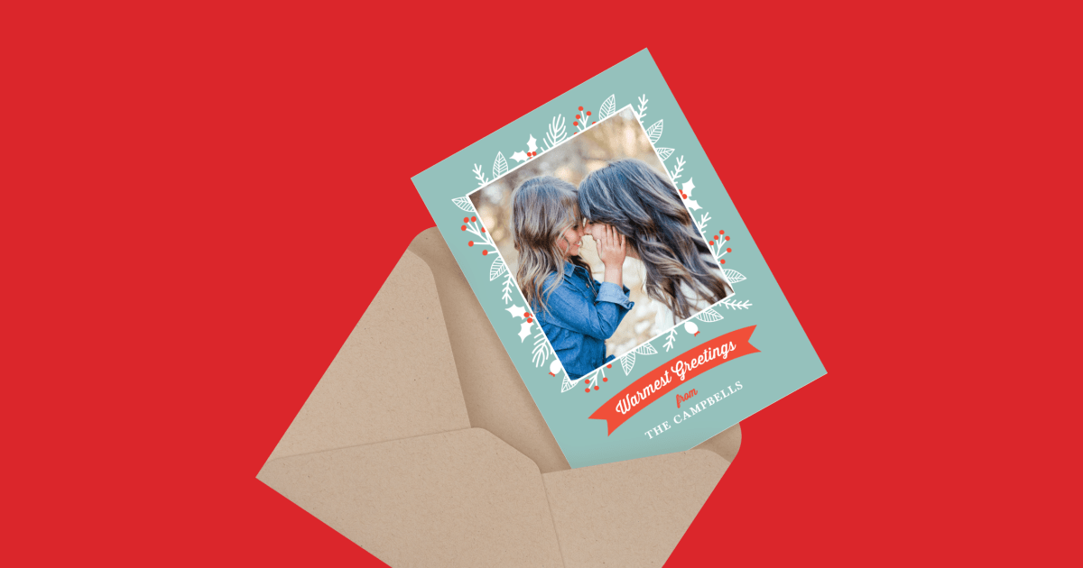 Winter Florals Custom Holiday Photo Card | Postable | Postable