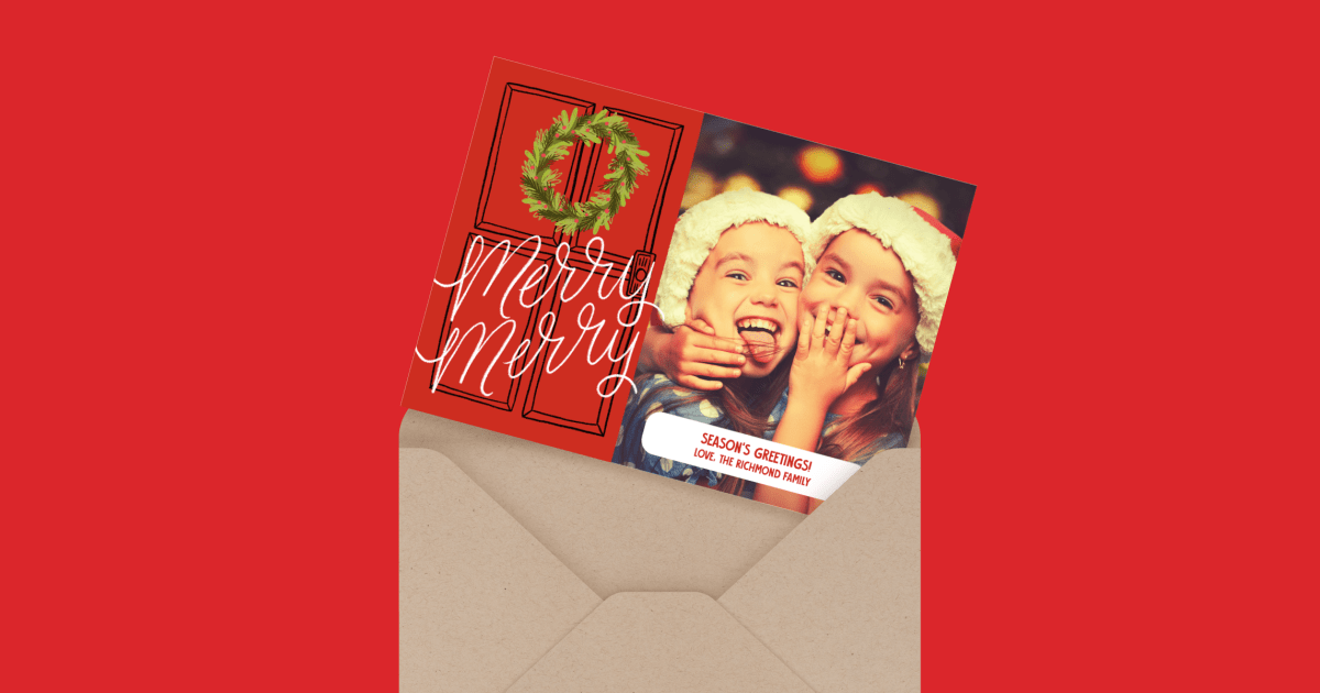 Merry Merry Red Door Christmas Photo Card | Postable | Postable