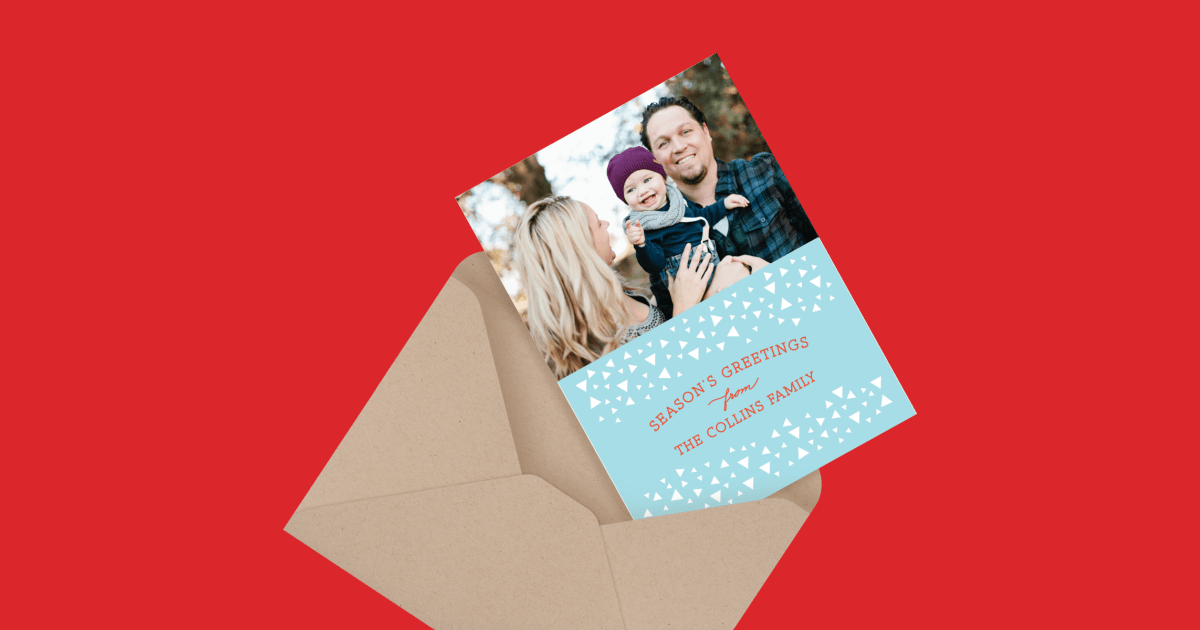 Triangle Season's Greetings Christmas Photo Card | Postable | Postable