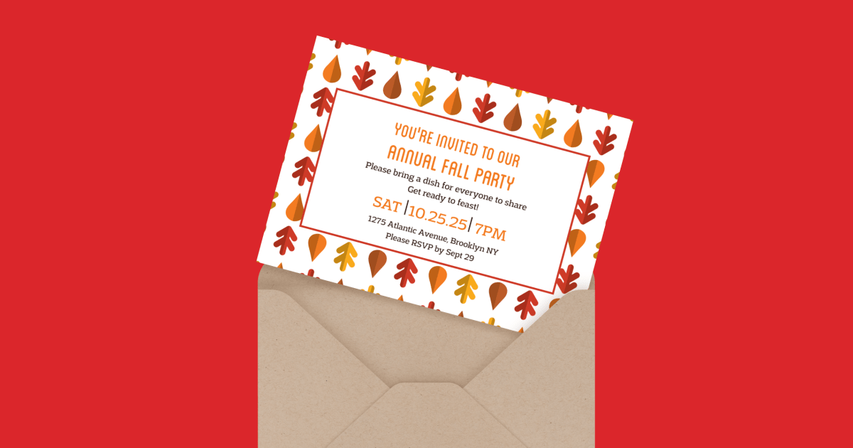 Fall Leaves Thanksgiving Party Invitation Card | Postable | Postable
