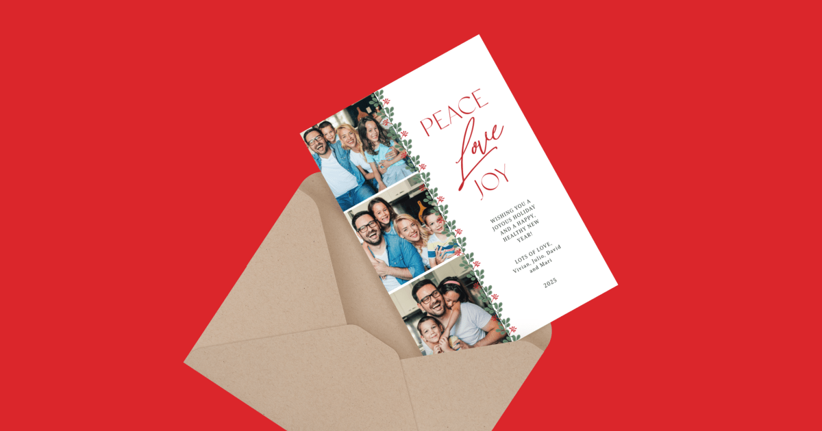 Garland Triple Photo Holiday Card | Postable | Postable