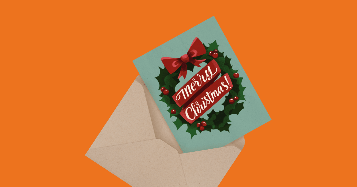 Classic Merry Christmas Wreath Christmas Card | Postable | Postable