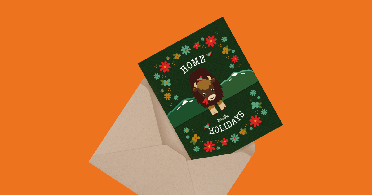 Home For The Holidays Bison Folded Holiday Card | Postable | Postable