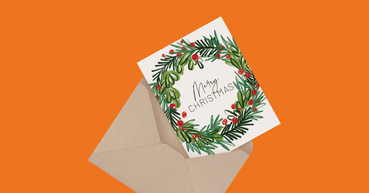 Simple Merry Christmas Wreath Christmas Card | Postable | Postable