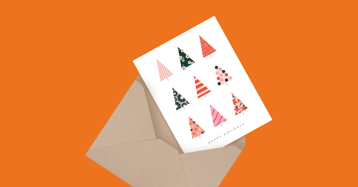 Pattern Trees Folded Holiday Card | Postable | Postable