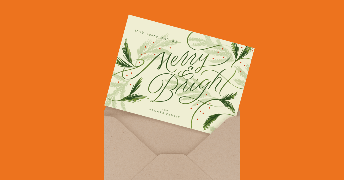Be Merry And Bright Greenery Holiday Card | Postable | Postable