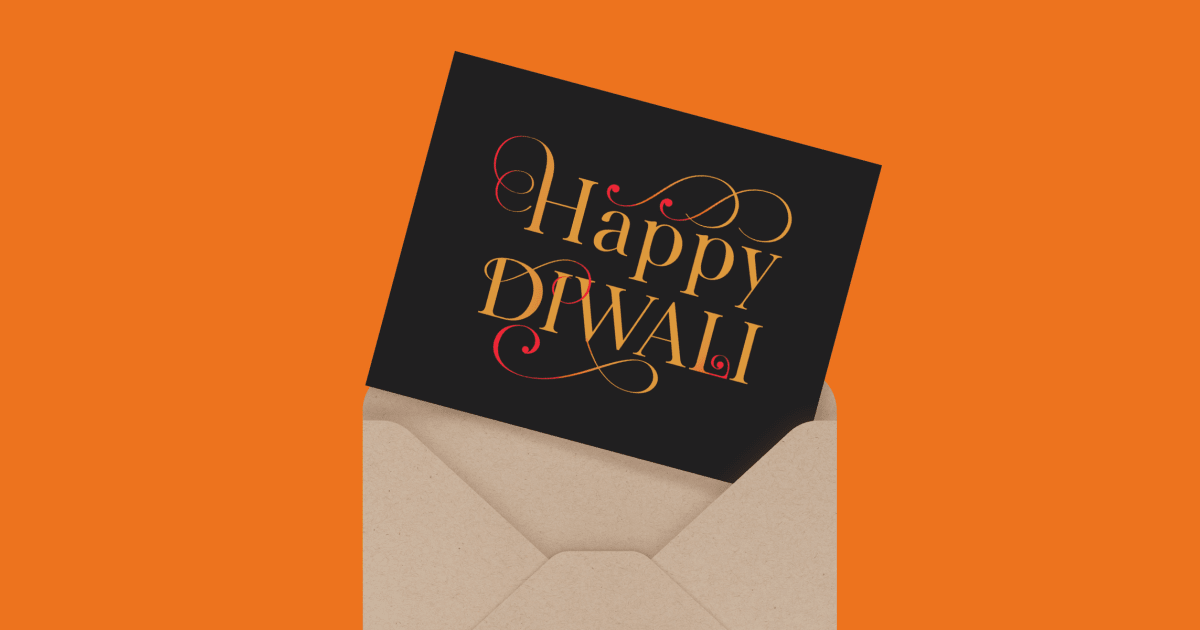Ornamental Letters Happy Diwali Card | Postable | Postable