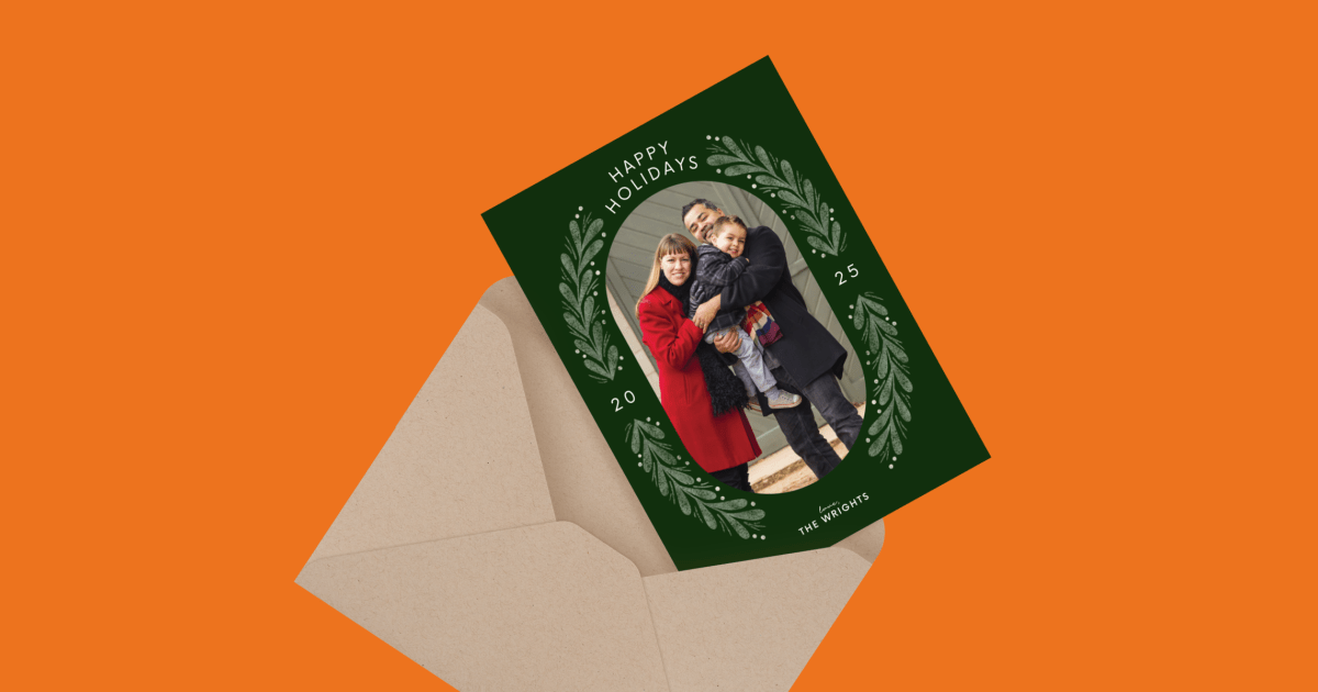 Mistletoe Oval Holiday Photo Card | Postable | Postable