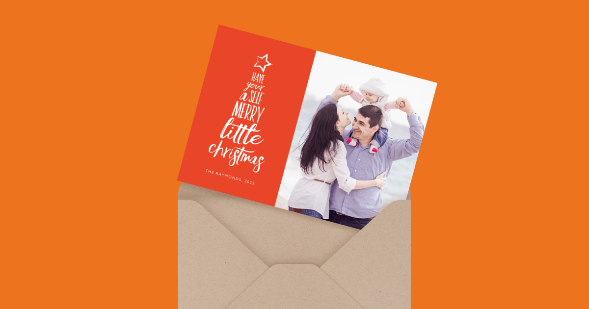 Christmas Tree Script Christmas Photo Card | Postable | Postable