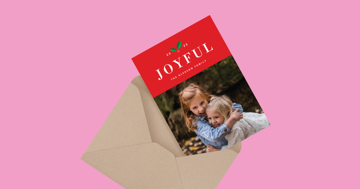 Red Joyful Holiday Wishes Christmas Photo Card | Postable | Postable