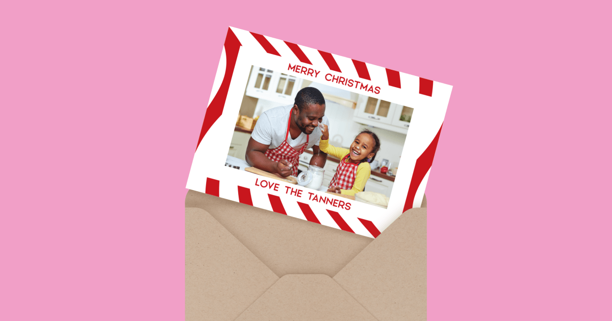 Candy Cane Stripes Frame Christmas Photo Card | Postable | Postable