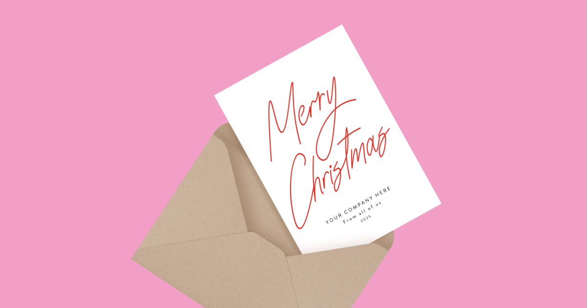 Simple Christmas Script Business Christmas Card | Postable | Postable